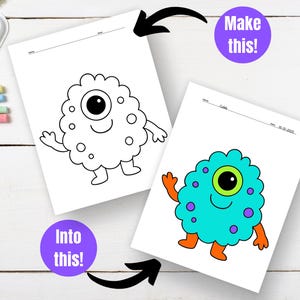 Cute Monster Coloring Pages for Kids, Easy Monster Coloring Printable ...
