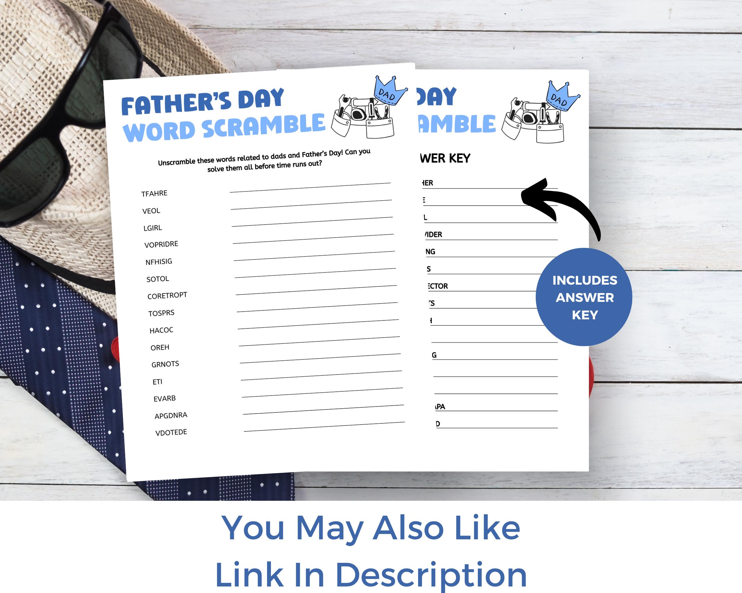 Fathers Day A to Z Game Printable, Fathers Day Party Game, Fun Alphabet ...