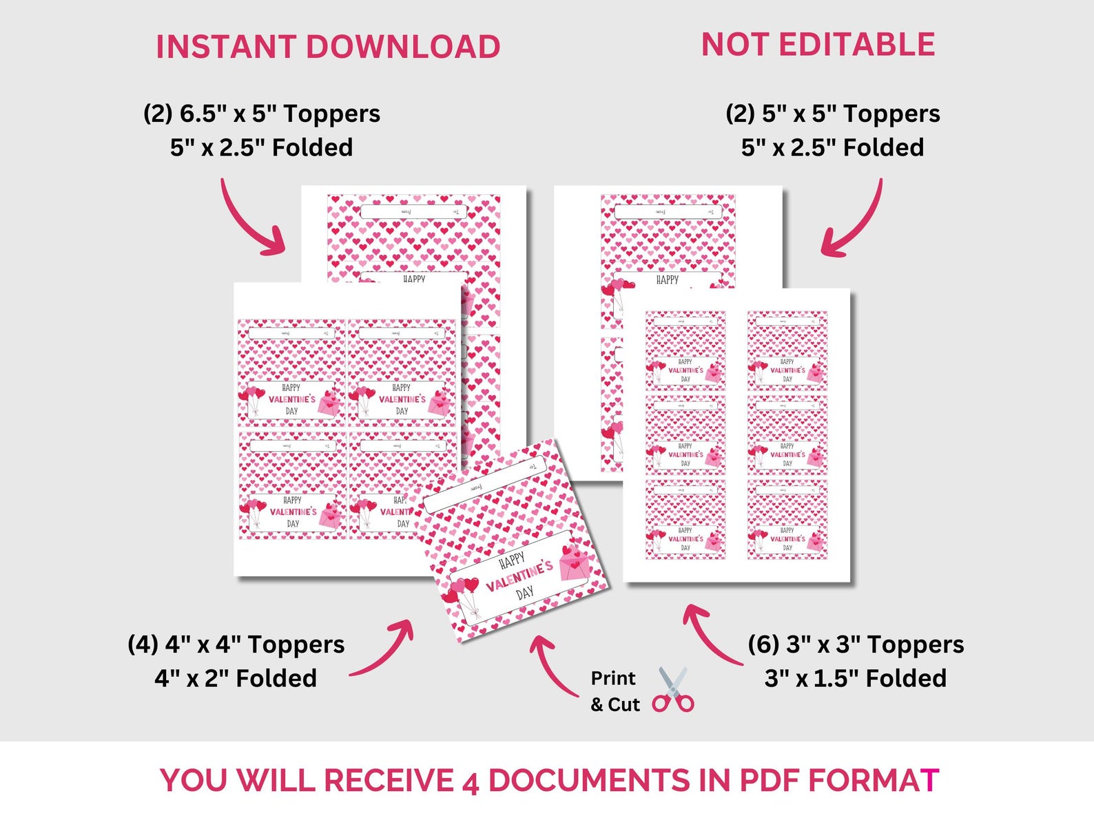 Valentines Day Treat Bag Topper, Happy Valentines Day Cookie Candy Bag ...
