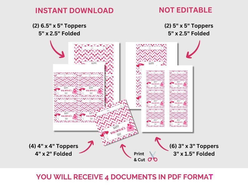 Valentines Day Treat Bag Topper, Happy Valentines Day Cookie Candy Bag ...