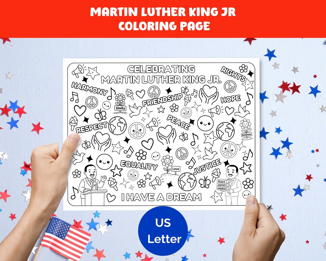 Martin Luther King Jr Coloring Page Printable, Black History Month Kids ...