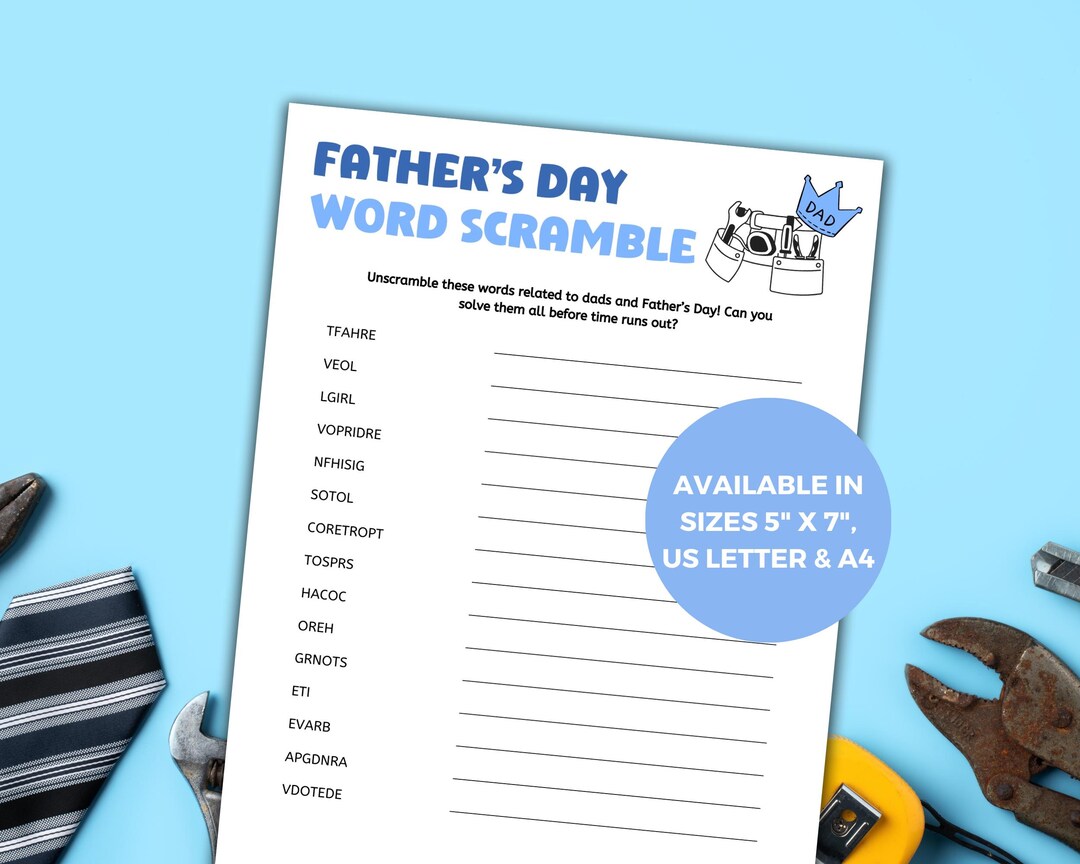 Fathers Day Word Scramble Game,a4 Printable Word Puzzle,fun Dad Stepdad ...