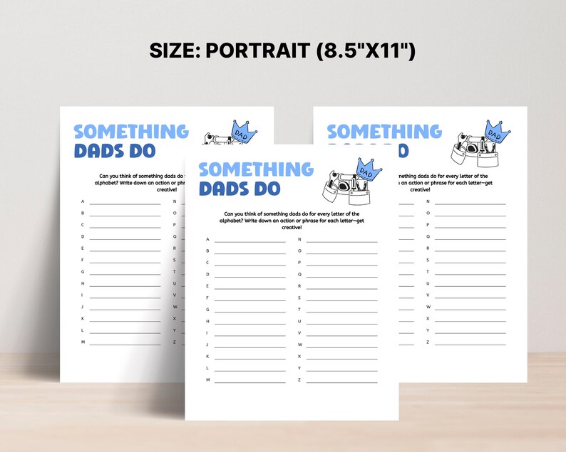 Fathers Day A to Z Game Printable, Fathers Day Party Game, Fun Alphabet ...