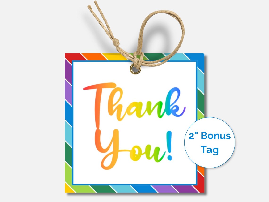 Happy Birthday Cookie Candy Treat Bag Tag, Rainbow Gradient Stripes ...