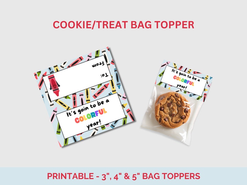 Colorful Crayon Cookie Treat Bag Topper, Colorful School Year Cookie ...