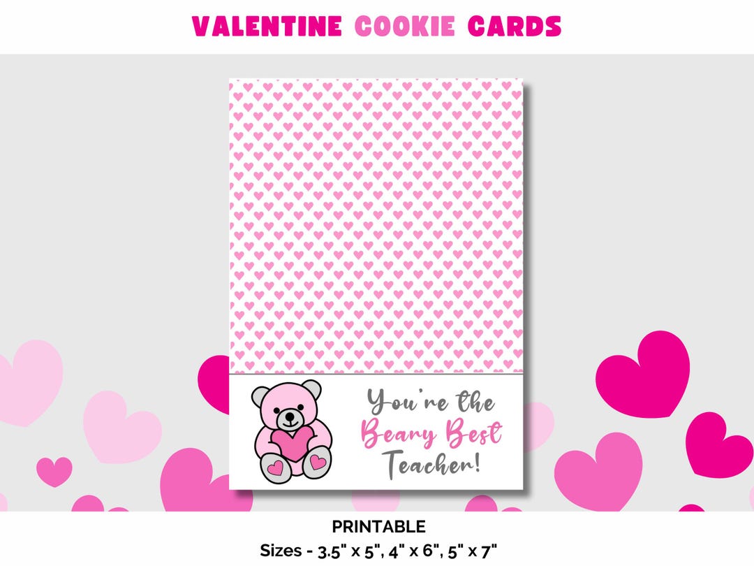 Valentine Day Cookie Card, You Are the Beary Best Teacher Cookie Card ...