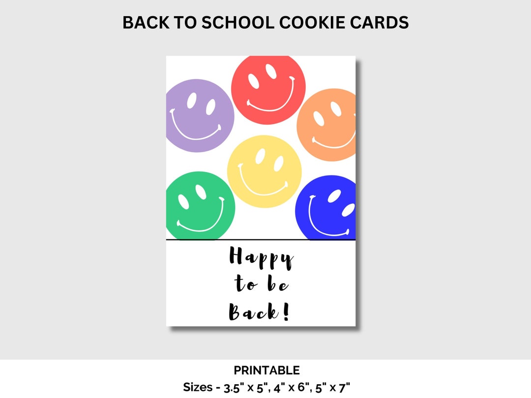 Happy to Be Back Smiley Face Cookie Card Tag Topper, Smiley Emoji Face ...