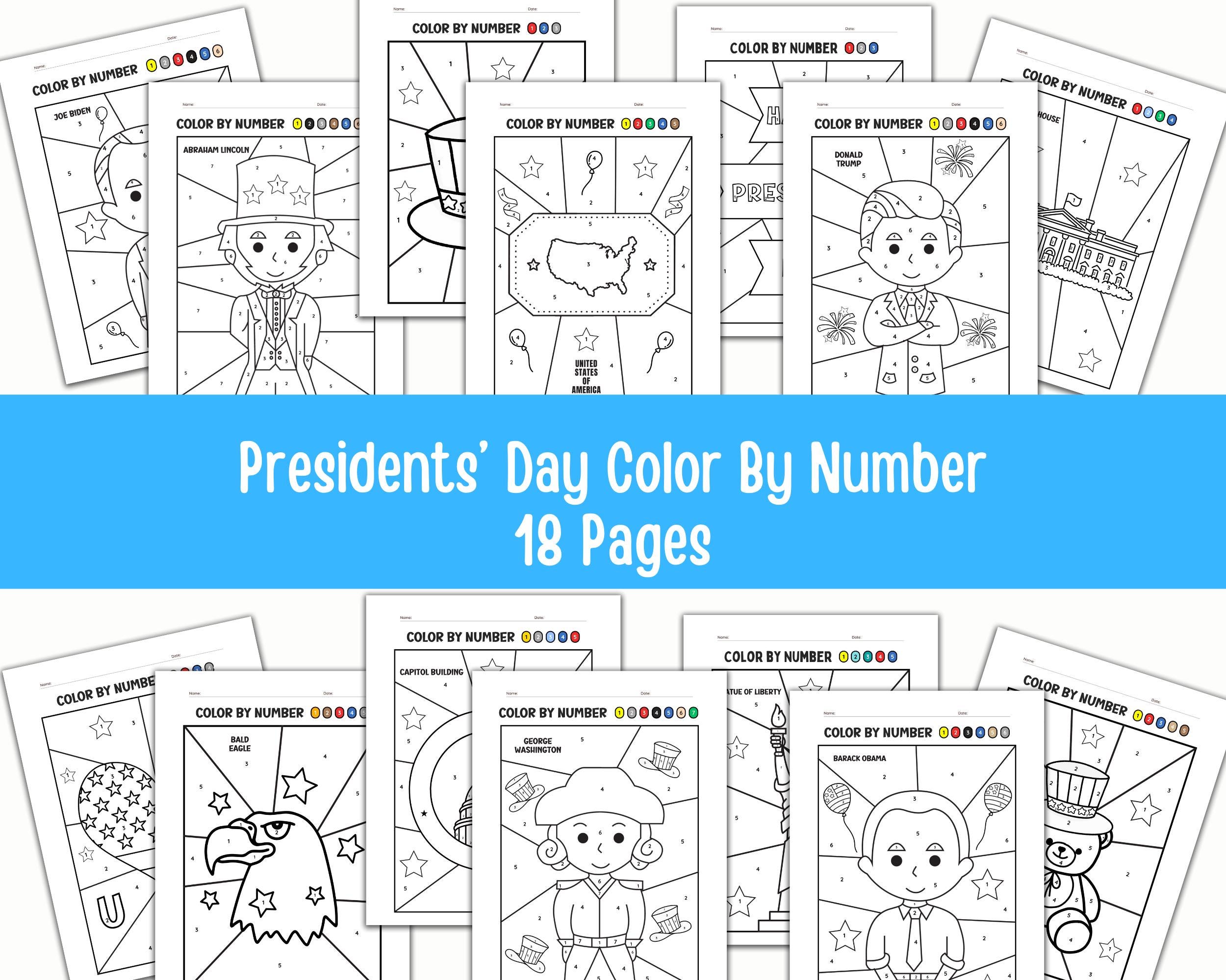Presidents Day Color by Number, Presidents Day Coloring Pages ...