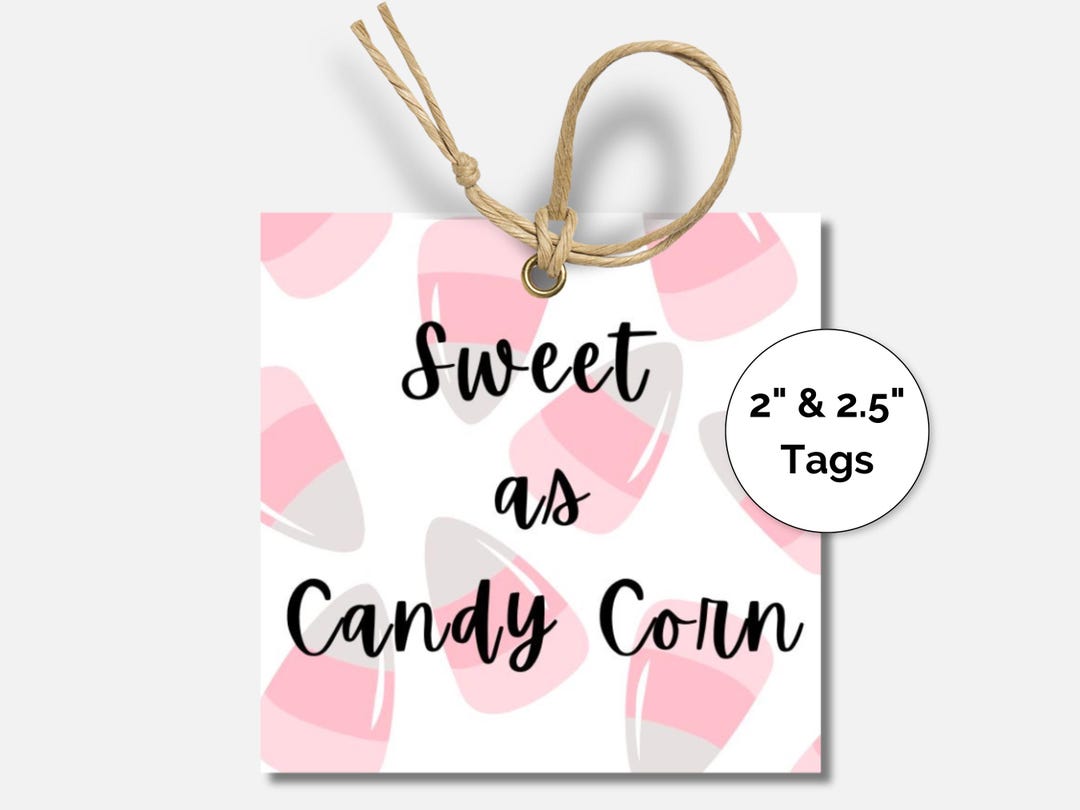 Pink Sweet as Candy Corn Cookie Gift Treat Bag Tag Topper Card, Happy ...