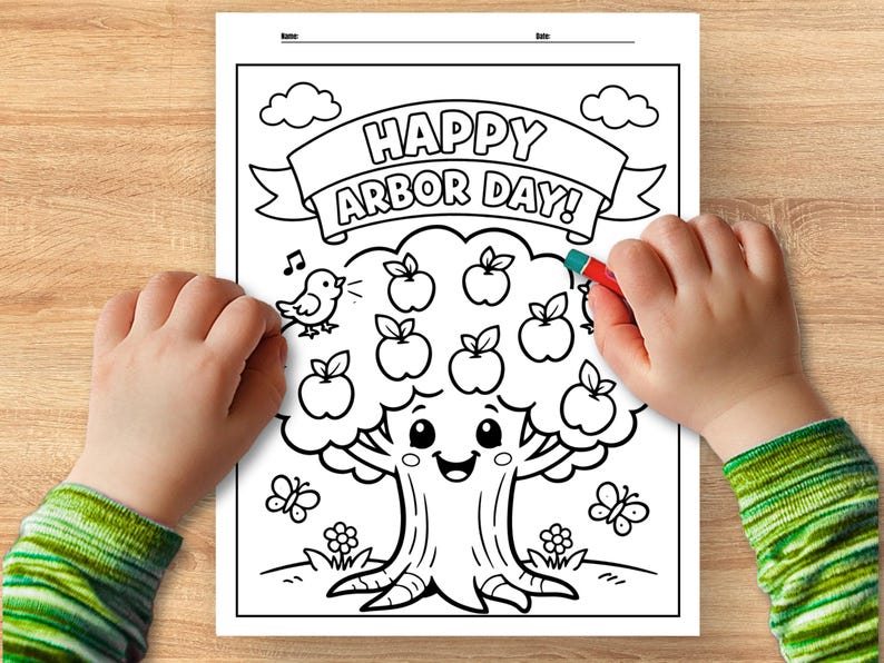 Arbor Day Coloring Pages for Kids Printable, Earth Day Activity for ...