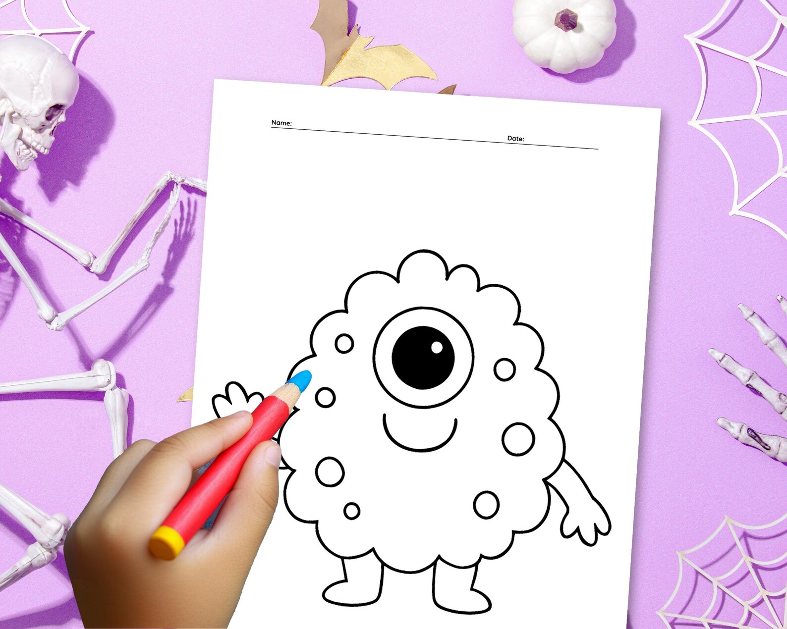 Cute Monster Coloring Pages for Kids, Easy Monster Coloring Printable ...