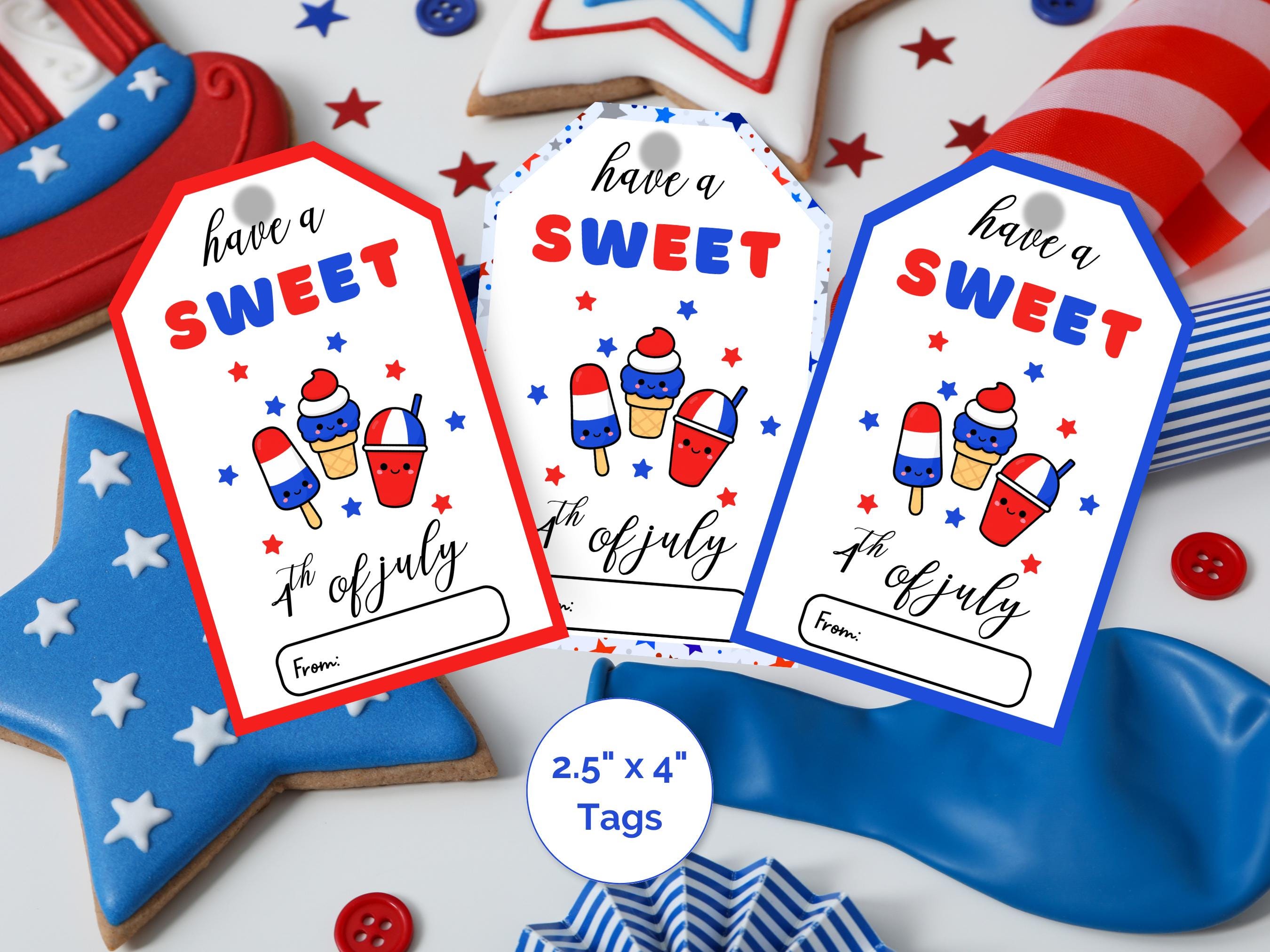 Have A Sweet 4th of July Gift Tag, Patriotic Ice Cream Cookie Candy ...