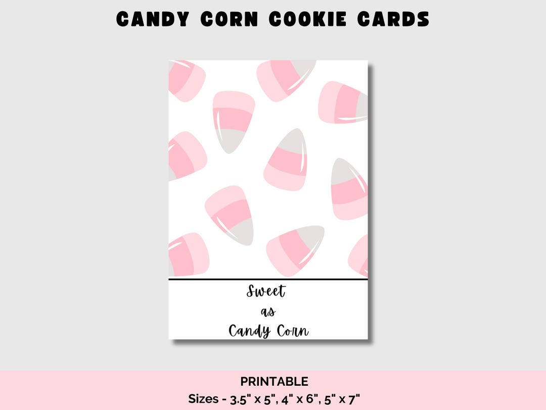 Pink Sweet as Candy Corn Cookie Card Topper, Happy Halloween, Trunk ...