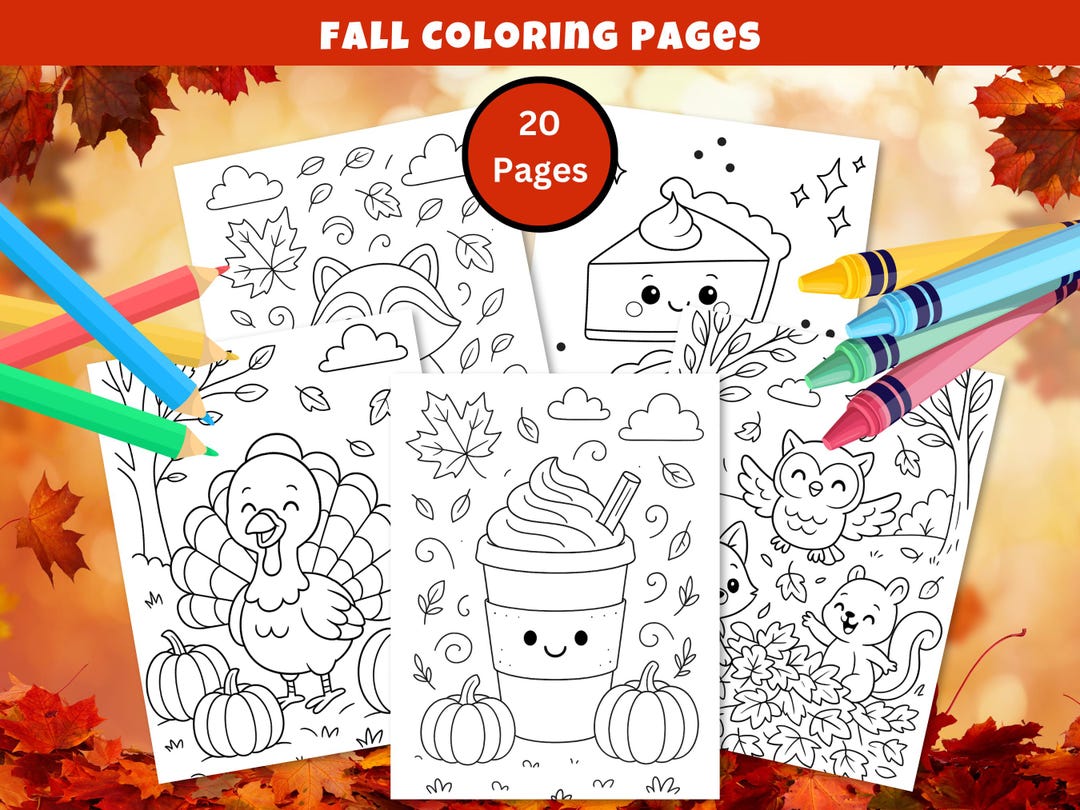 Fall Coloring Pages, Autumn Coloring Activity, A4 Fall Coloring Sheets ...