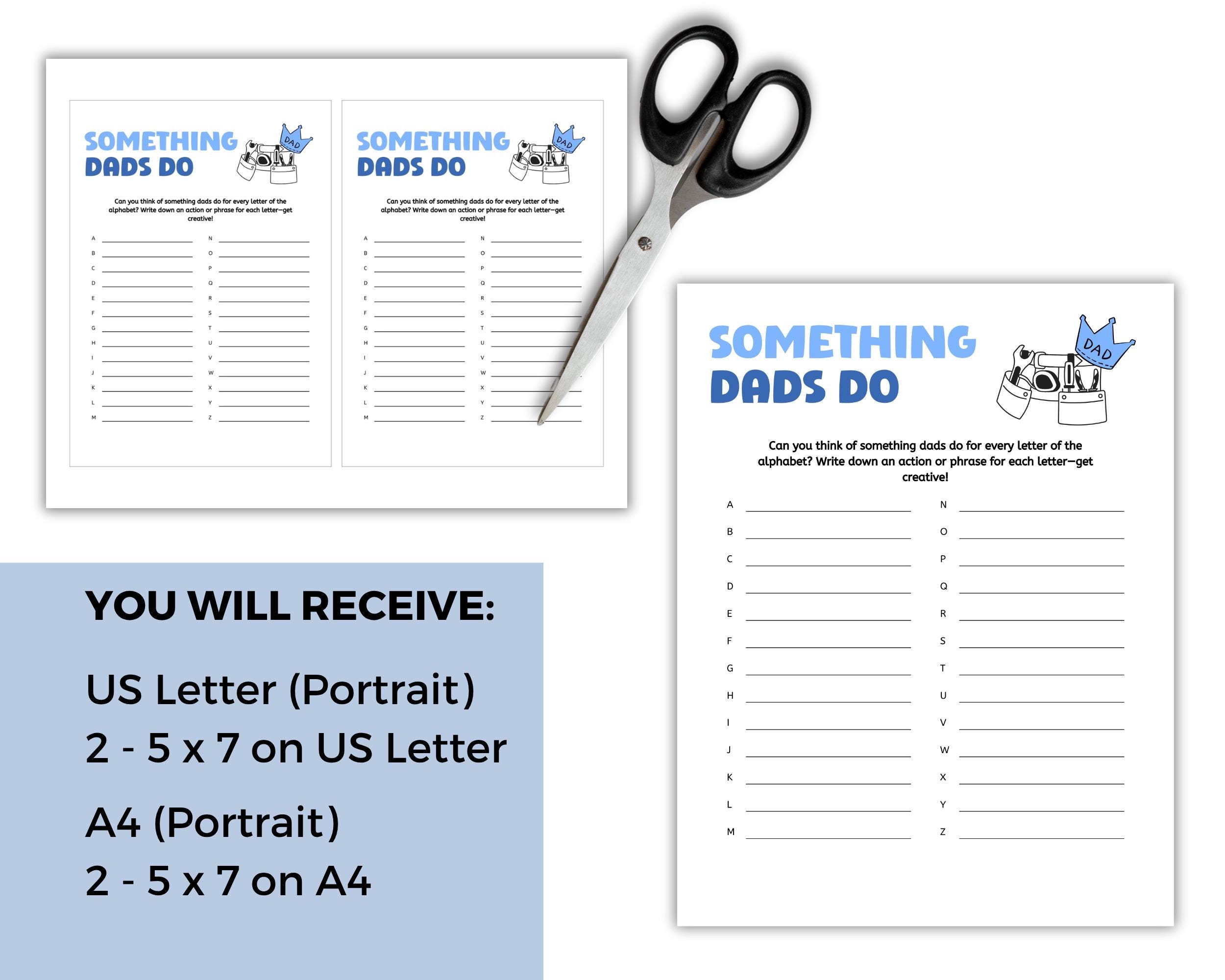 Fathers Day A to Z Game Printable, Fathers Day Party Game, Fun Alphabet ...