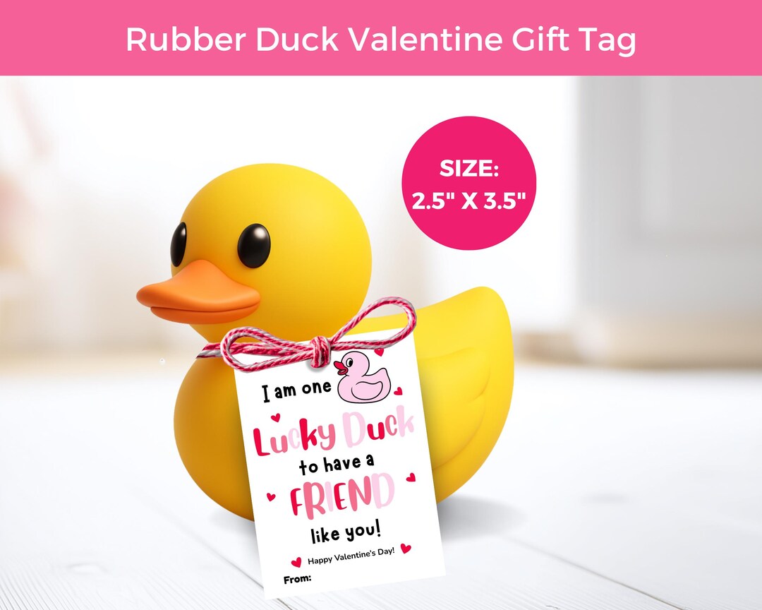 Rubber Duck Valentine Gift Tag, Im A Lucky Duck Printable, Non Candy ...