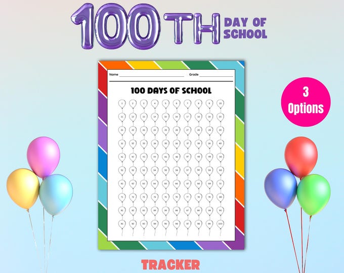 100 Days of School Printable Tracker, 100th Day of School Countdown ...