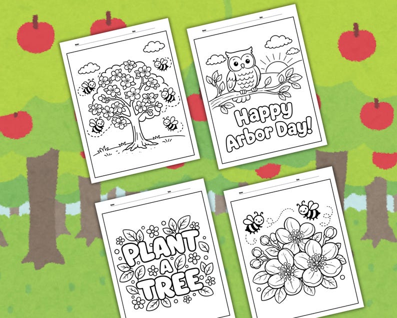 Arbor Day Coloring Pages for Kids Printable, Earth Day Activity for ...