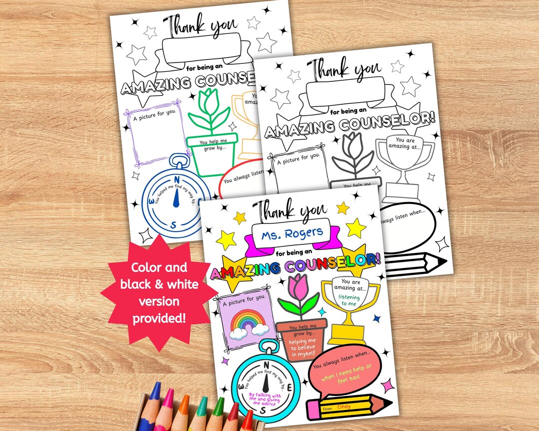 School Counselor Thank You Coloring Page Printable, Therapist ...