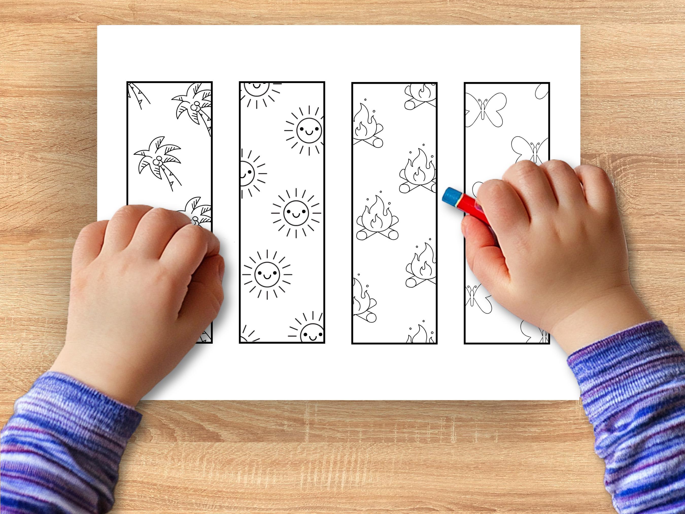 Summer Coloring Bookmarks for Kids and Adults, Cute Summer Coloring ...
