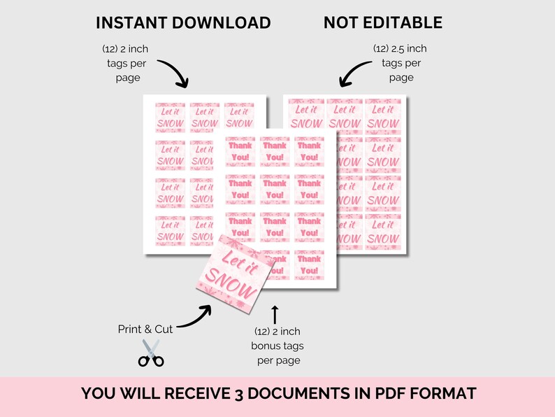 Christmas Let It Snow Gift Tag, Classroom Student Activity Party Favor ...