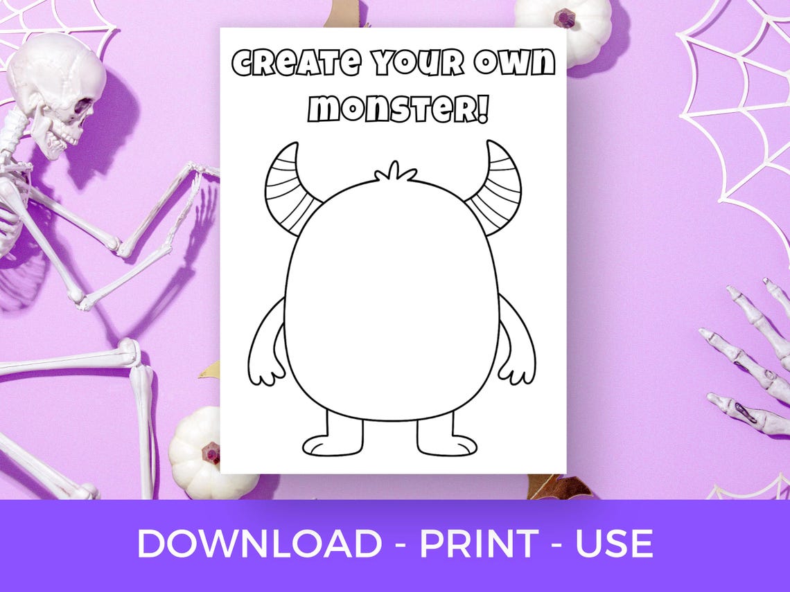 Create Your Own Monster Coloring Page, Printable Build A Monster ...