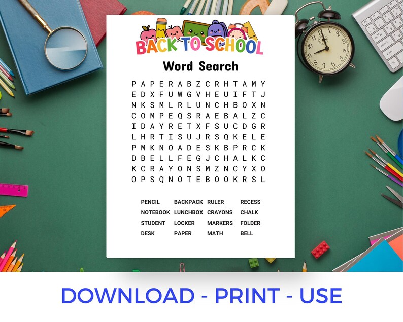 Back to School Word Search for Kids Printable, First Day of School ...