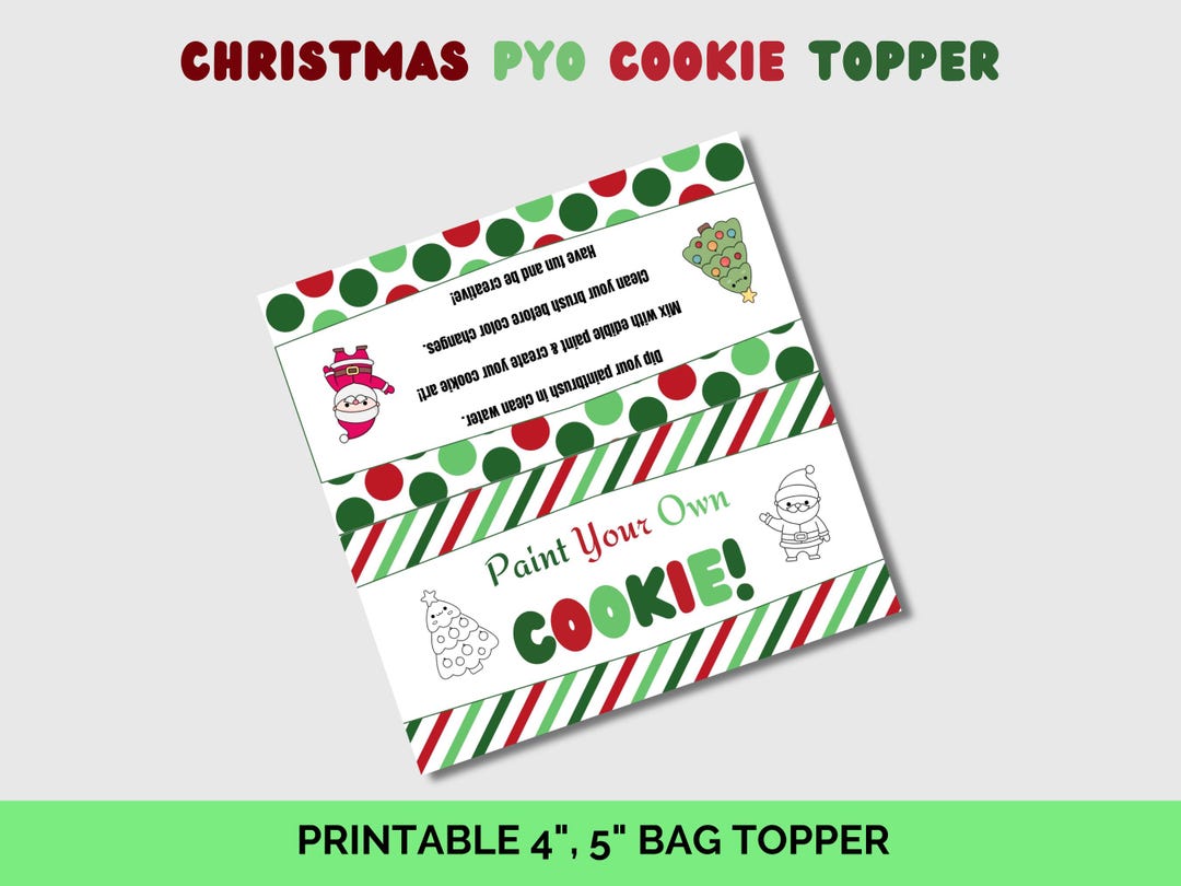 Christmas PYO Cookie Treat Bag Topper With Xmas Tree Santa Claus ...
