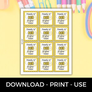 Happy to Bee in Your Class Gift Tag Printable, Teacher Appreciation ...