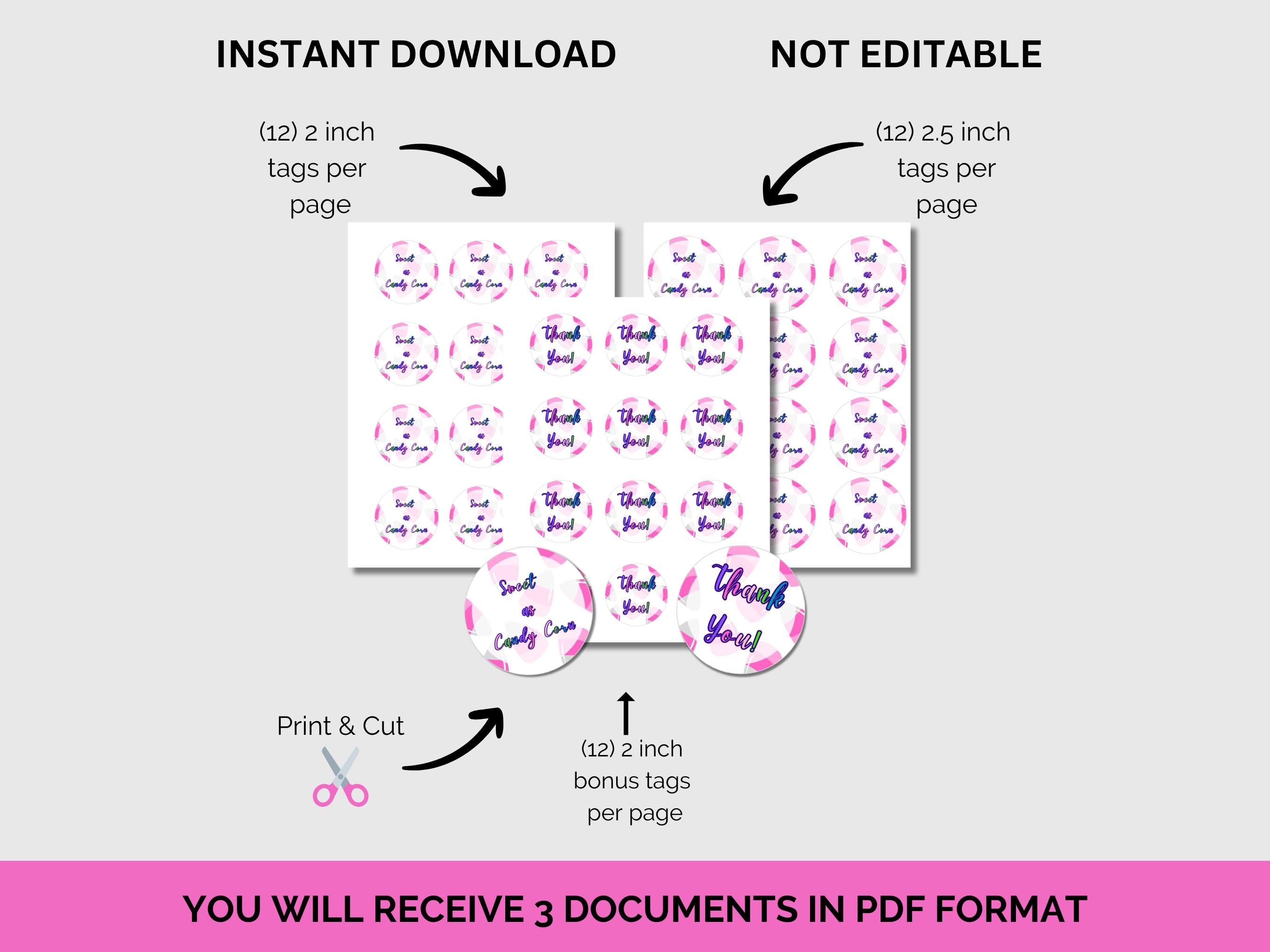 Pink Round Sweet as Candy Corn Cookie Gift Treat Bag Tag Topper Card ...