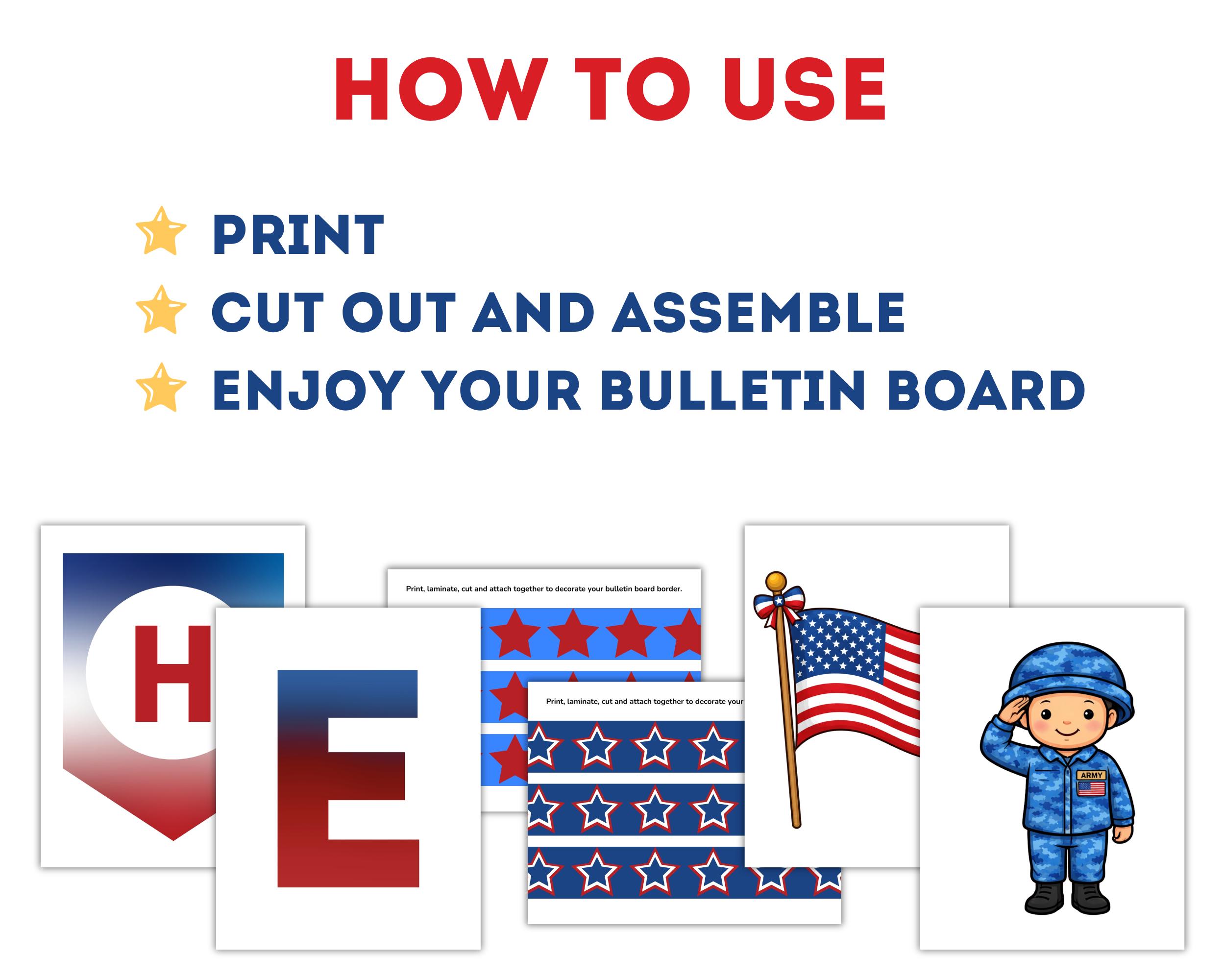 Memorial Day Bulletin Board Kit Printable, Patriot Classroom Decor ...