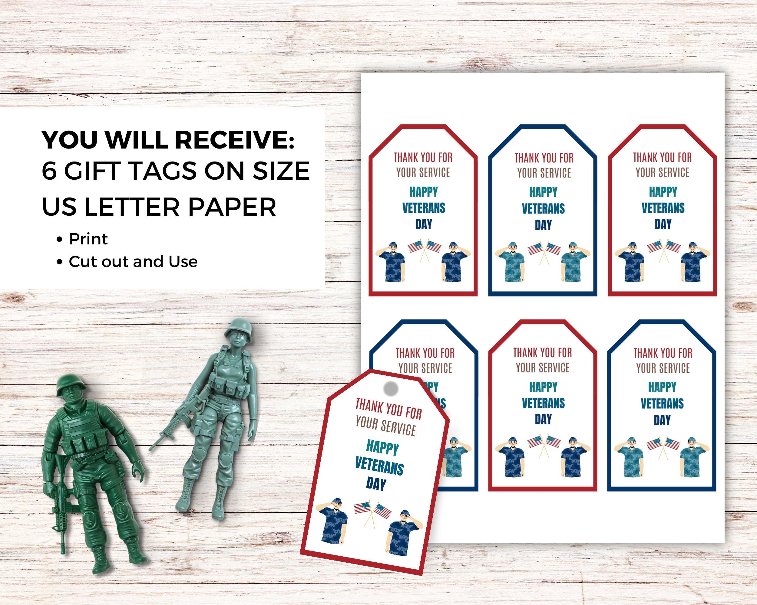 Happy Veterans Day Gift Tag, Military Appreciation, Printable Thank You ...
