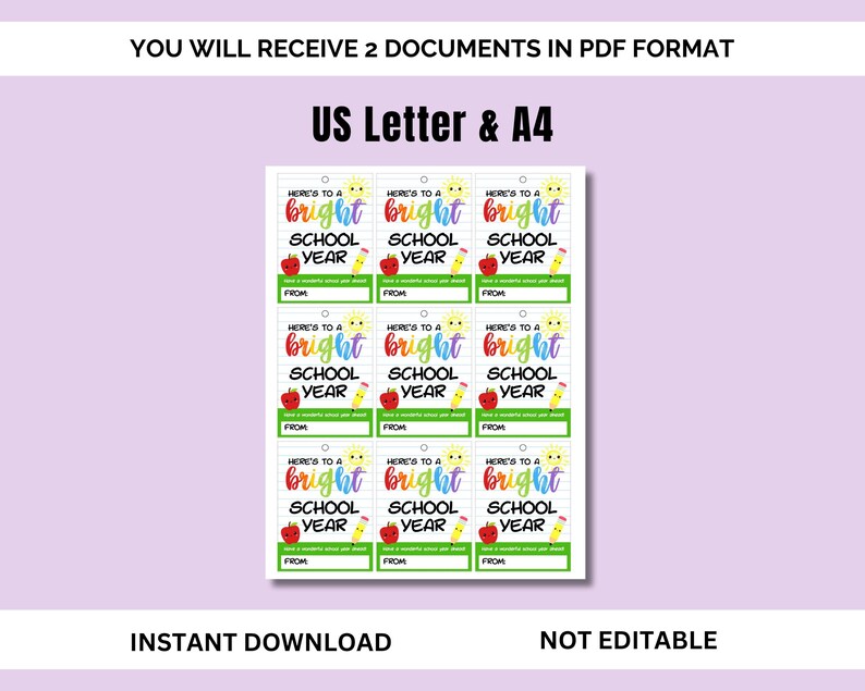 Heres to A Bright School Year Printable Gift Tag, Back to School ...