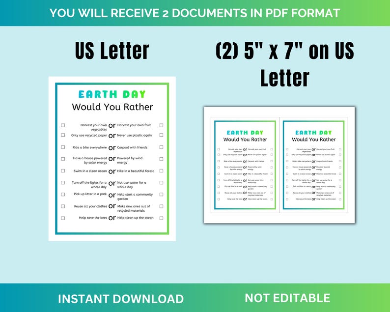 Earth Day Would You Rather Game, Earth Day This or That Printable ...