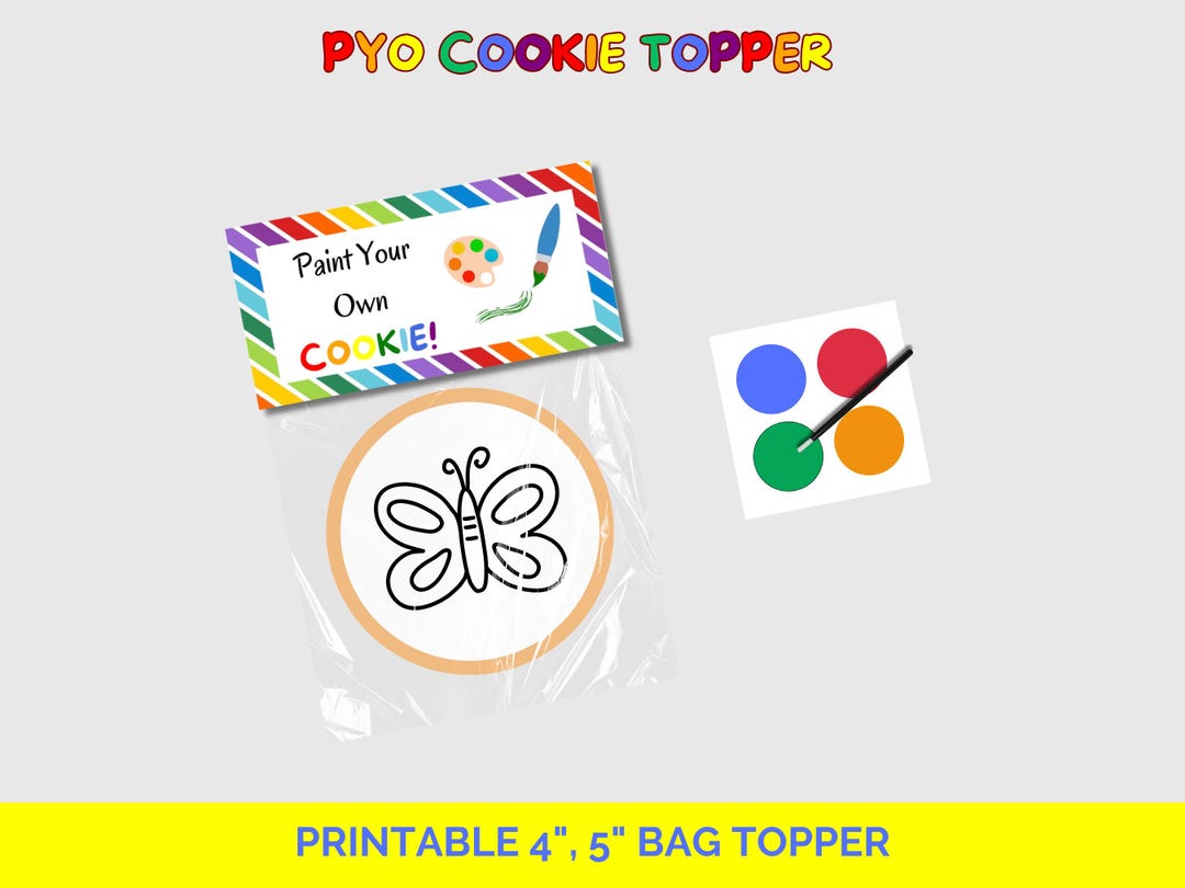 Rainbow Stripes PYO Cookie Treat Bag Topper, Paint Your Own Cookie ...