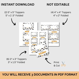 Orange Black Happy Halloween Treat Bag Topper Tag Card, Bat Spider Web ...