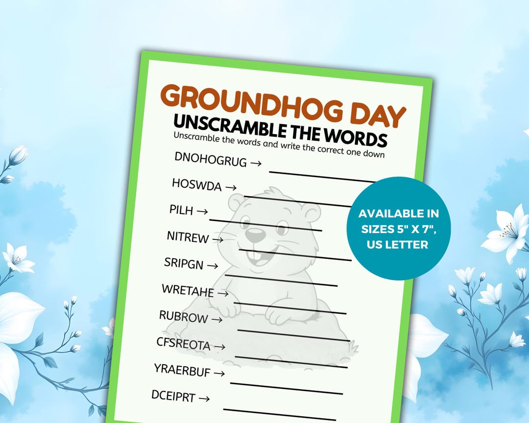 Groundhog Day Word Scramble Game, Classroom Party Game Activity ...