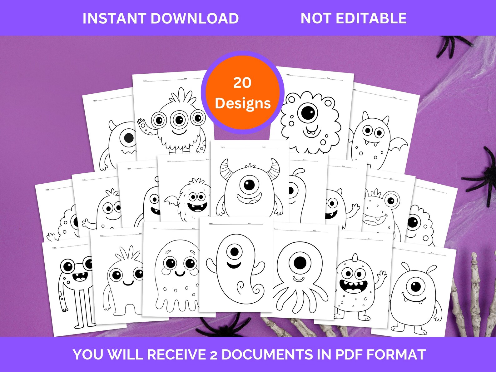 Cute Monster Coloring Pages for Kids, Easy Monster Coloring Printable ...