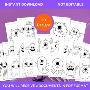Cute Monster Coloring Pages for Kids, Easy Monster Coloring Printable ...