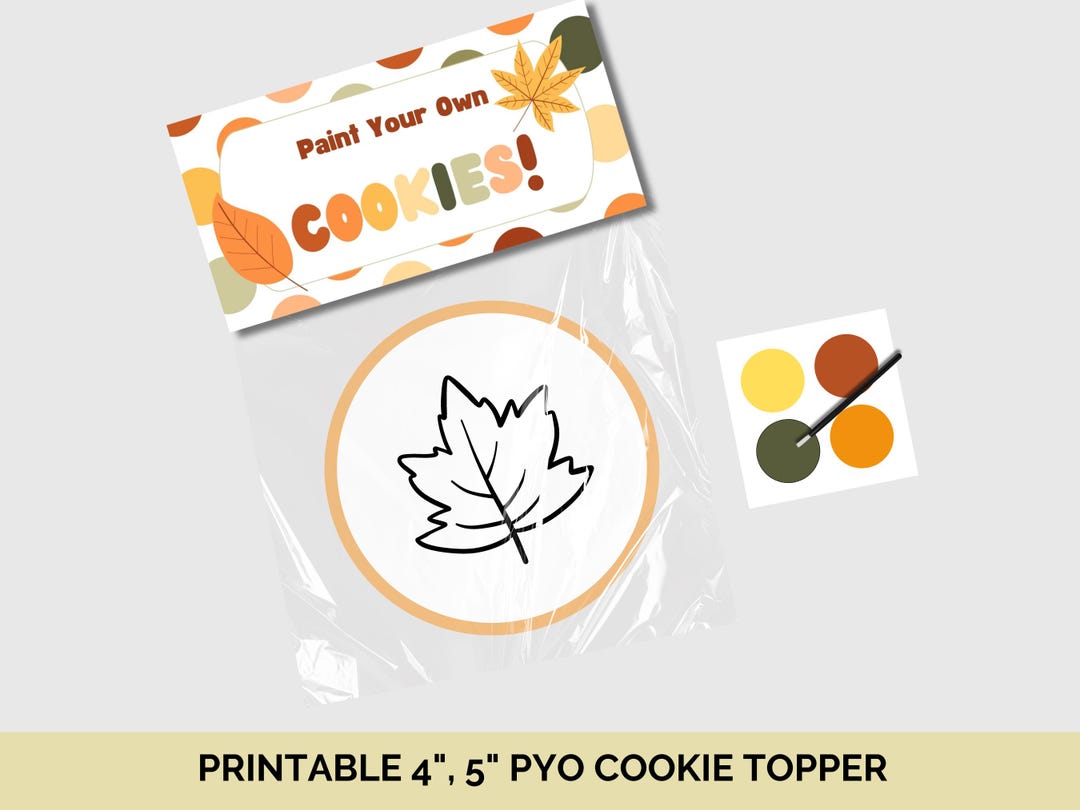 Fall Colored Leaves Circles PYO Cookie Treat Bag Topper, Autumn ...