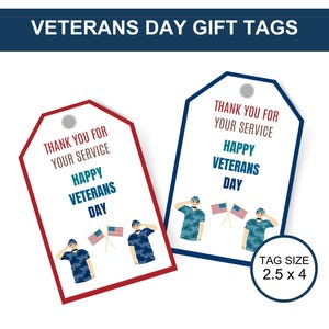 Happy Veterans Day Gift Tag, Military Appreciation, Printable Thank You ...