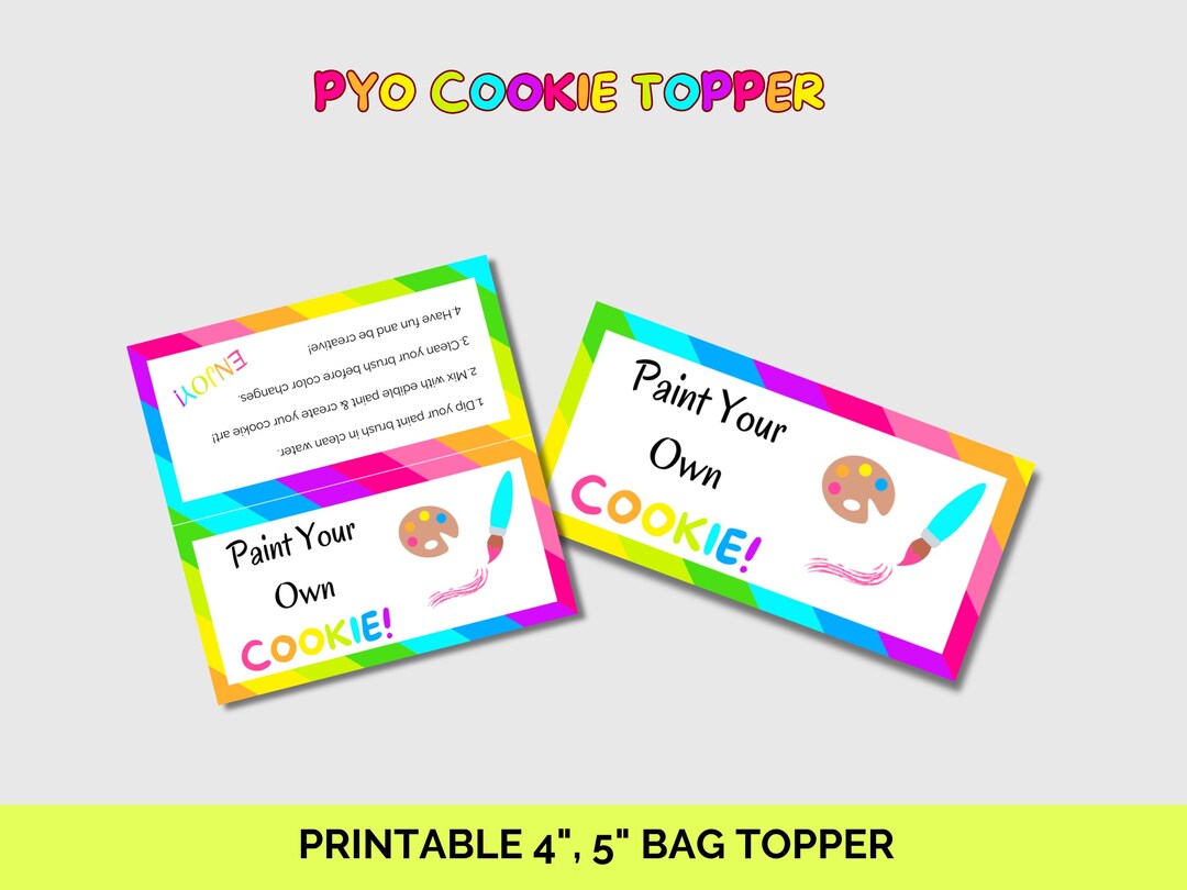 Neon Rainbow Stripes PYO Cookie Bag Topper, Paint Your Own Cookie, Kids ...