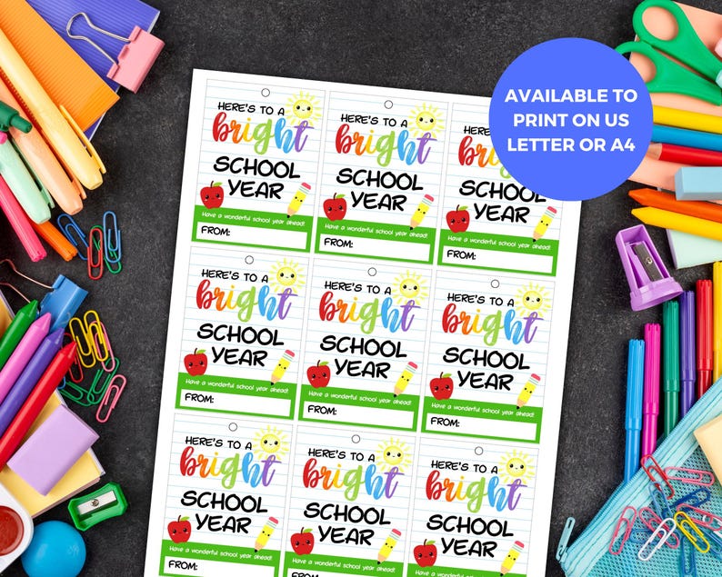 Heres to A Bright School Year Printable Gift Tag, Back to School ...
