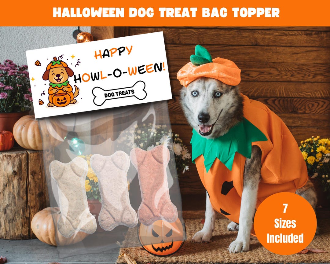 Happy Howloween Dog Treat Bag Topper, Printable Halloween Dog Treat Bag ...