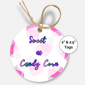 Pink Round Sweet as Candy Corn Cookie Gift Treat Bag Tag Topper Card ...