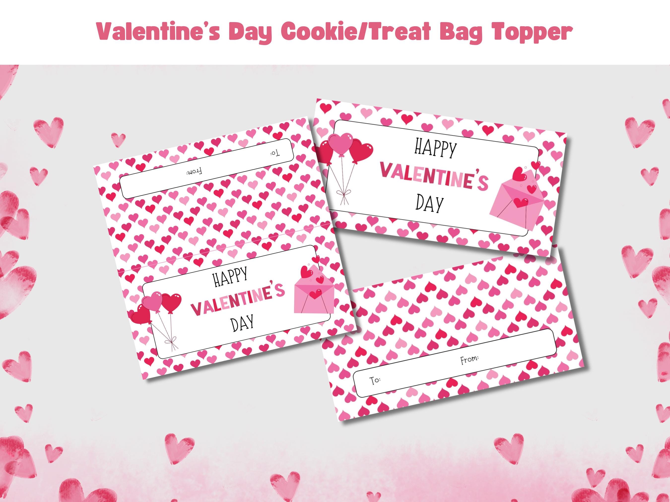 Valentines Day Treat Bag Topper, Happy Valentines Day Cookie Candy Bag ...