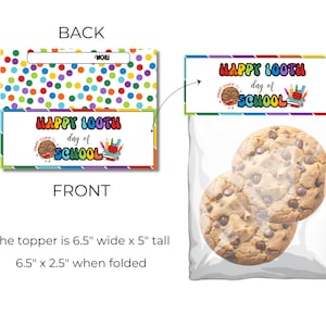 100th Day of School Treat Bag Topper, Happy 100th Day of School, One ...