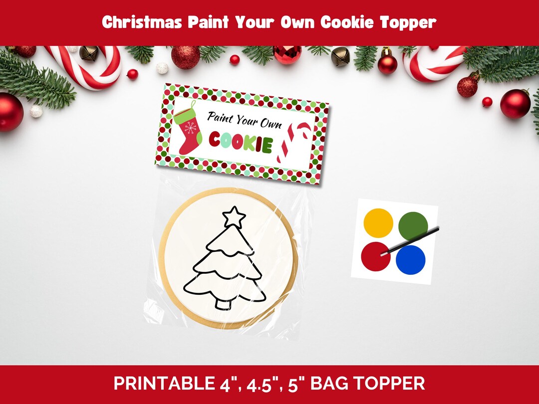 Christmas Paint Your Own Cookie Topper, Printable PYO Cookie Bag Topper ...