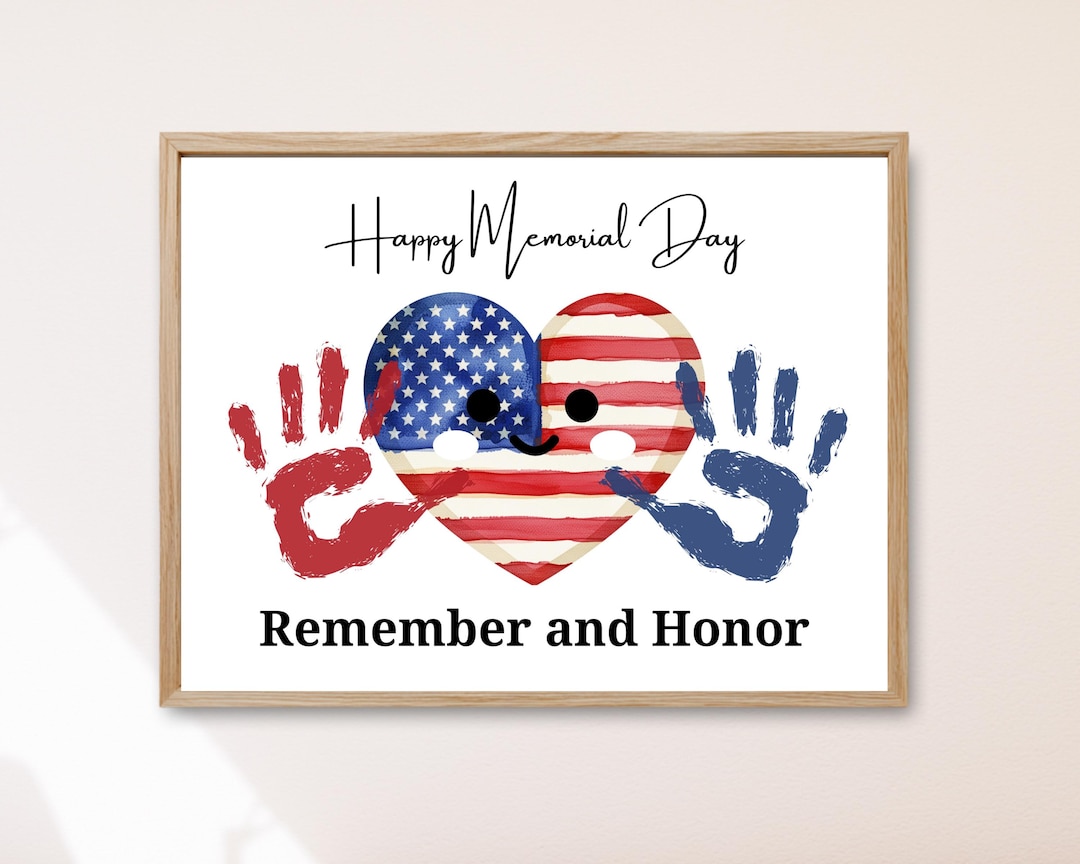 Memorial Day Handprint Craft Printable, Patriotic Handprint Activity ...