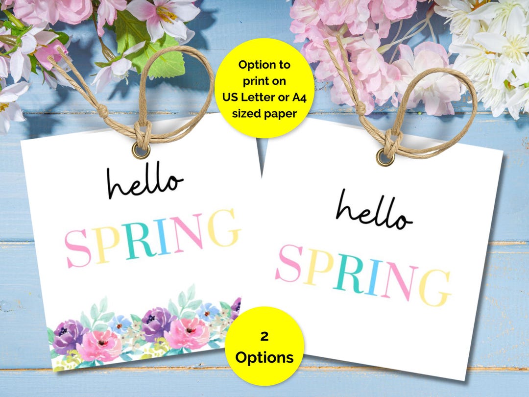Hello Spring Pastel Gift Tag, Water Colored Floral Favor Tag ...